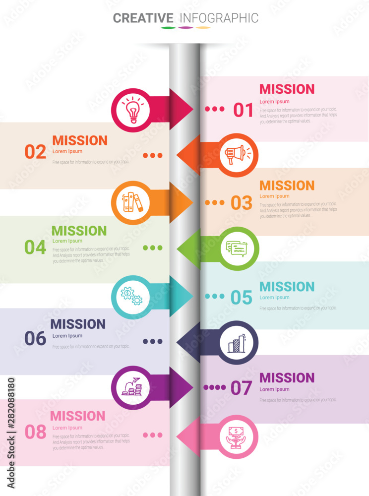 Infographic design template with numbers 8 option for Presentation ...