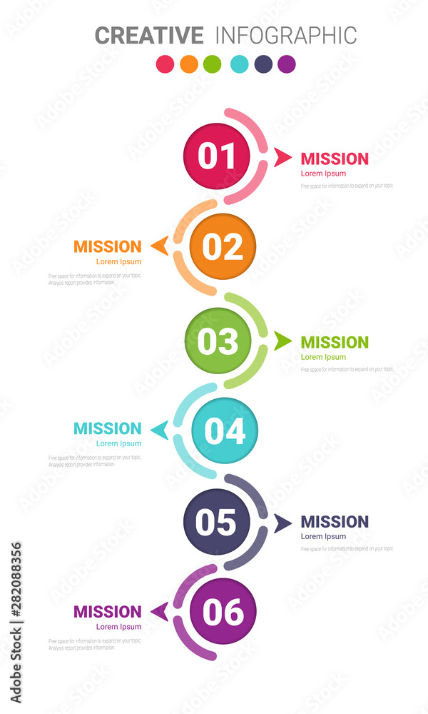 Infographic template with numbers six option can be used for workflow ...
