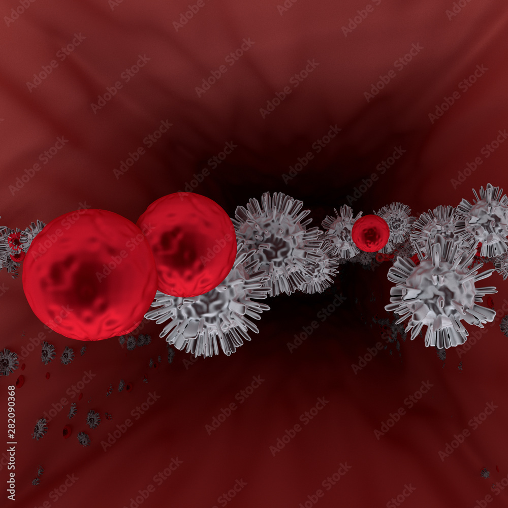 white blood cells and red blood cells ,3D rendering Stock Illustration ...