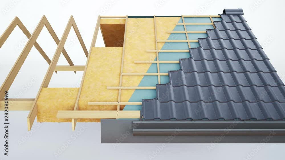 Cross section of roof construction, constructive and technological ...