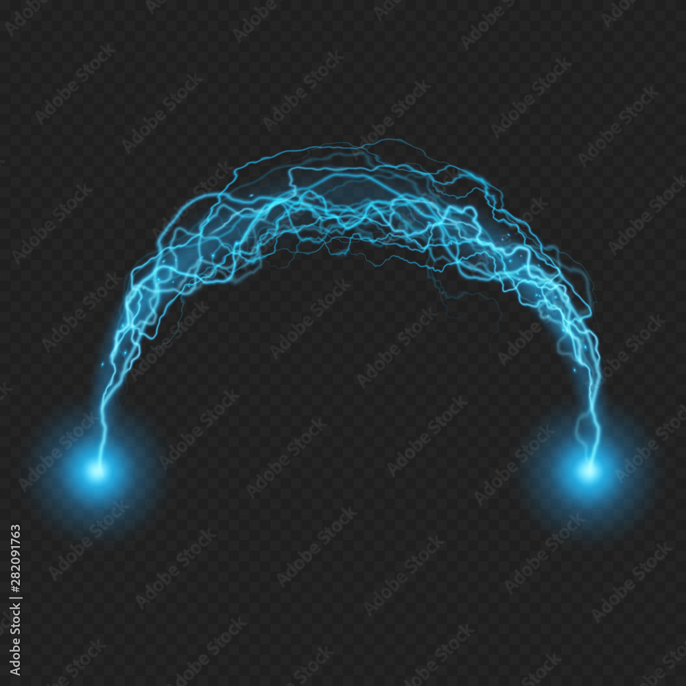 Lightning flash discharge of electricity on transparent background ...