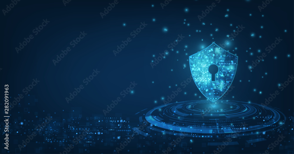 Abstract security digital technology background.protection mechanism ...