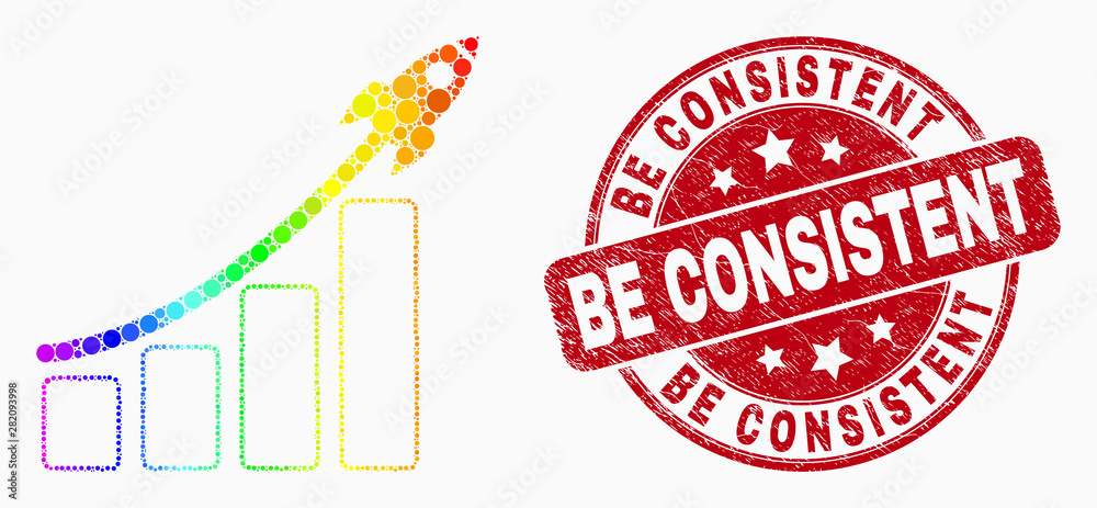 Dotted spectral rocket bar chart mosaic pictogram and Be Consistent ...