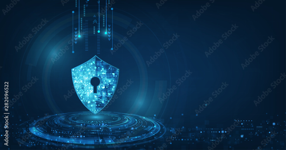 Abstract security digital technology background.protection mechanism ...