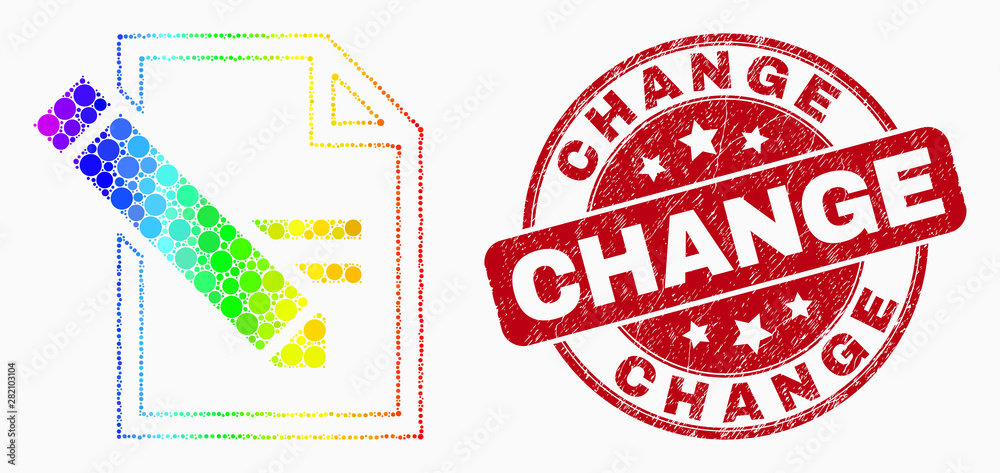 Pixelated bright spectral edit text page mosaic pictogram and Change ...