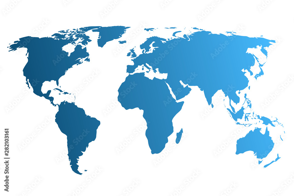 Blue World Map, continents of the planet - stock vector Stock Vector ...