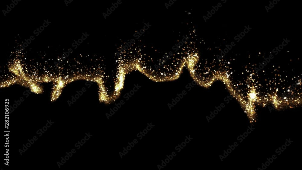 Gold Sky. Abstract stardust smokey wave particles. Nano dynamic flow ...