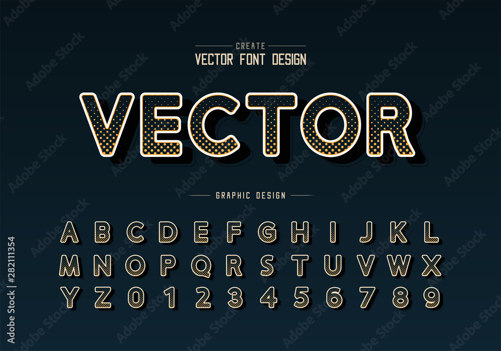 Halftone circle font and round alphabet vector, Digital design typeface ...