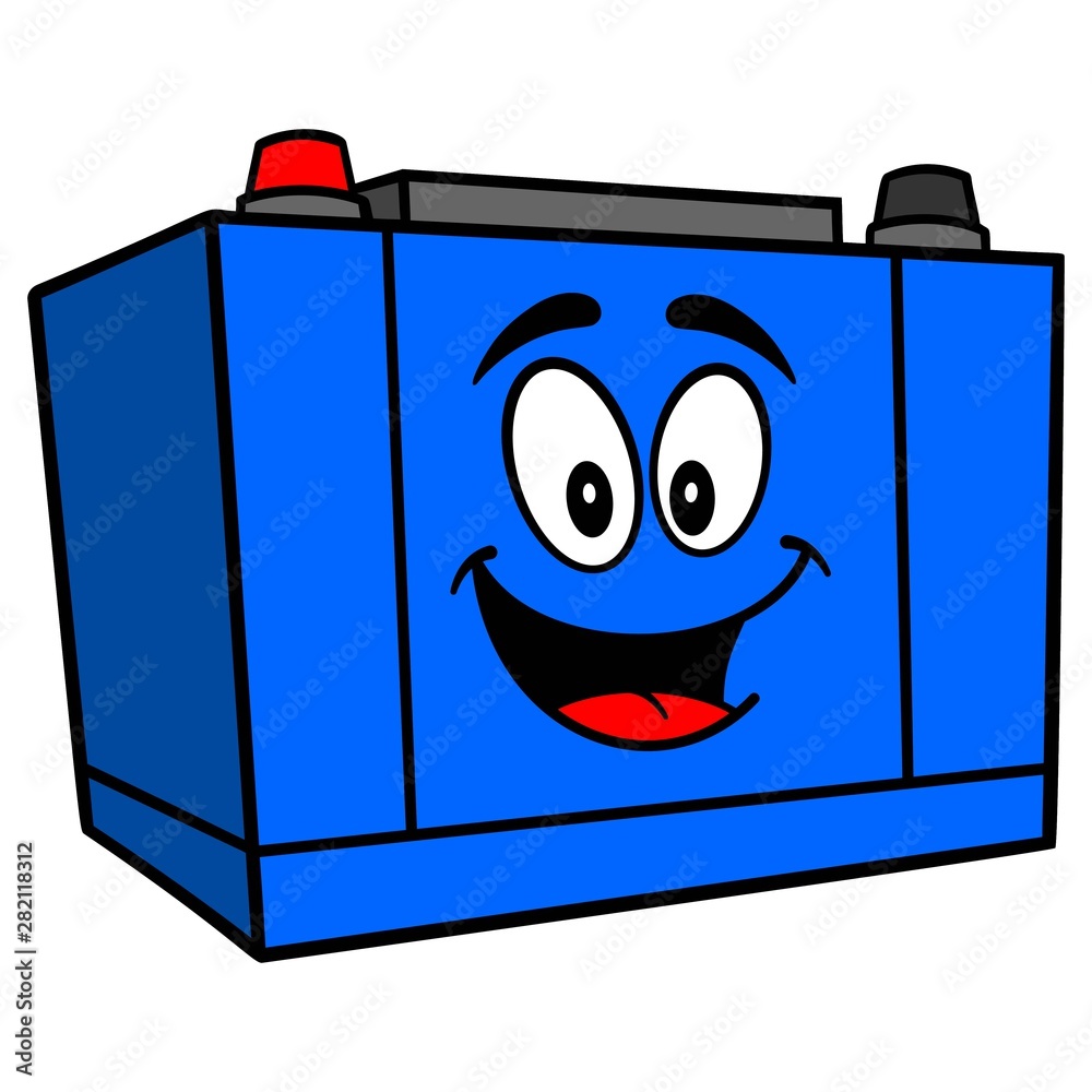Car Battery Mascot - A cartoon illustration of a Car Battery Mascot ...