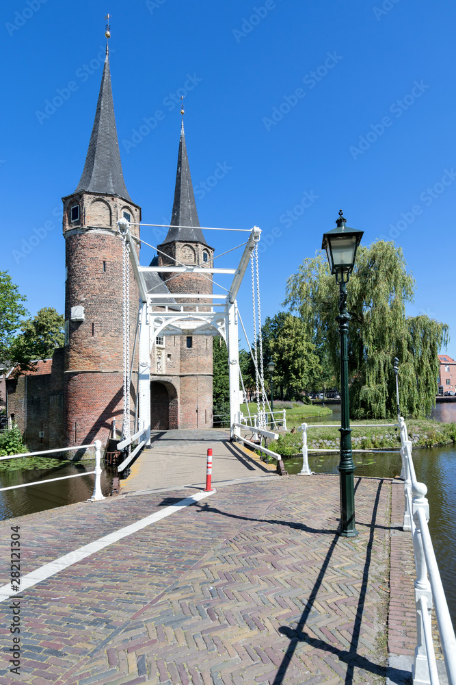 The Oostpoort (Eastern Gate) in Delft, The Netherlands. Built around ...
