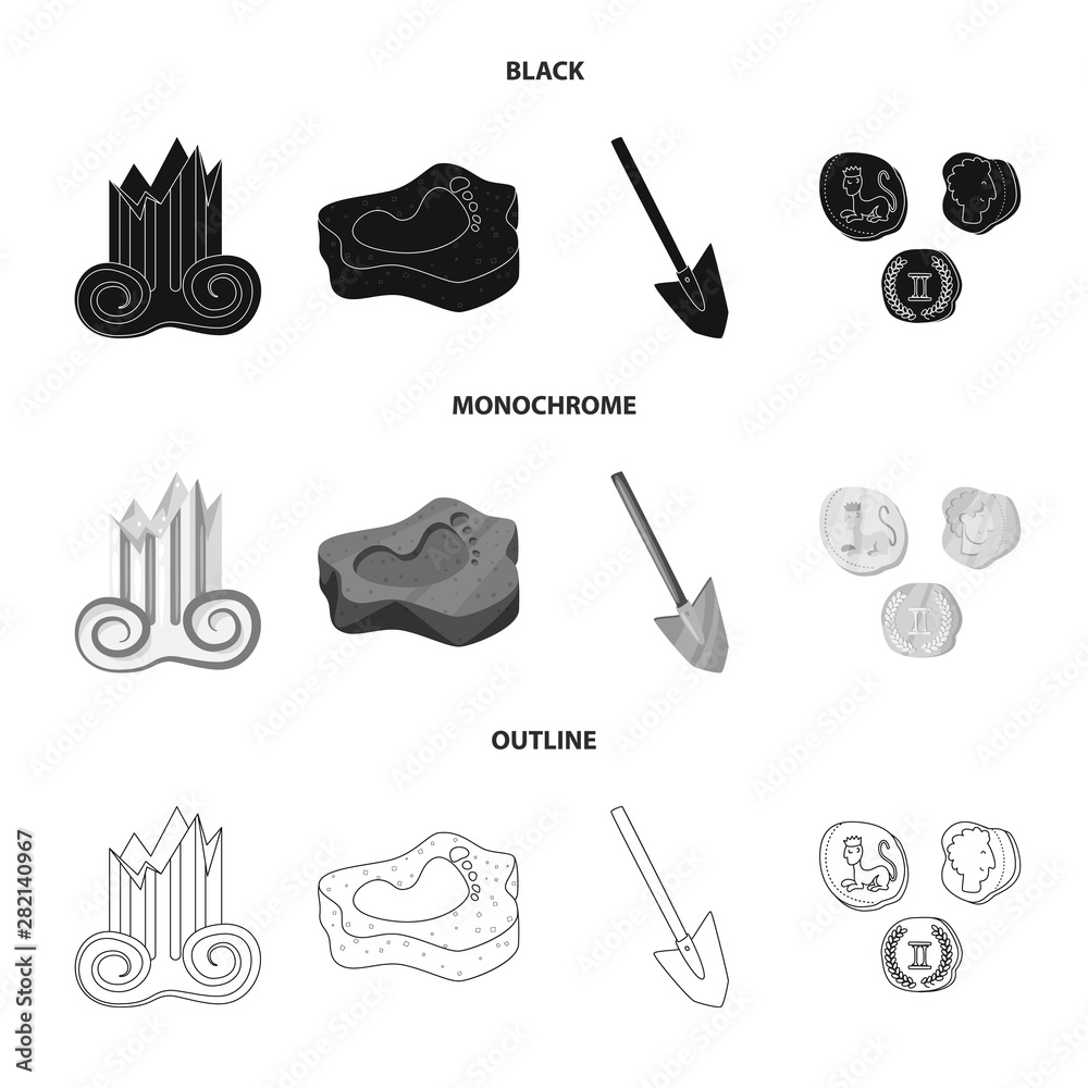 Vector illustration of story and items sign. Collection of story and ...