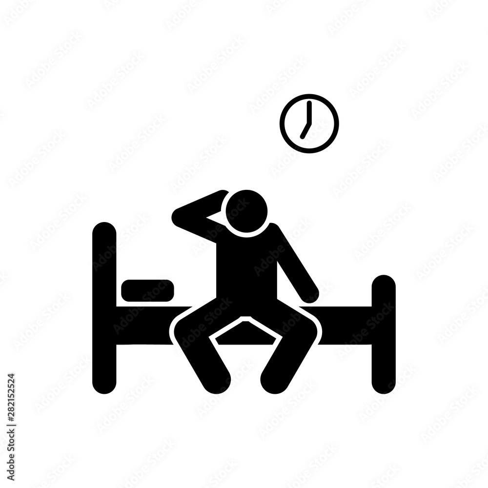 Man, wake up, bed, morning icon. Element of daily routine icon Stock ...