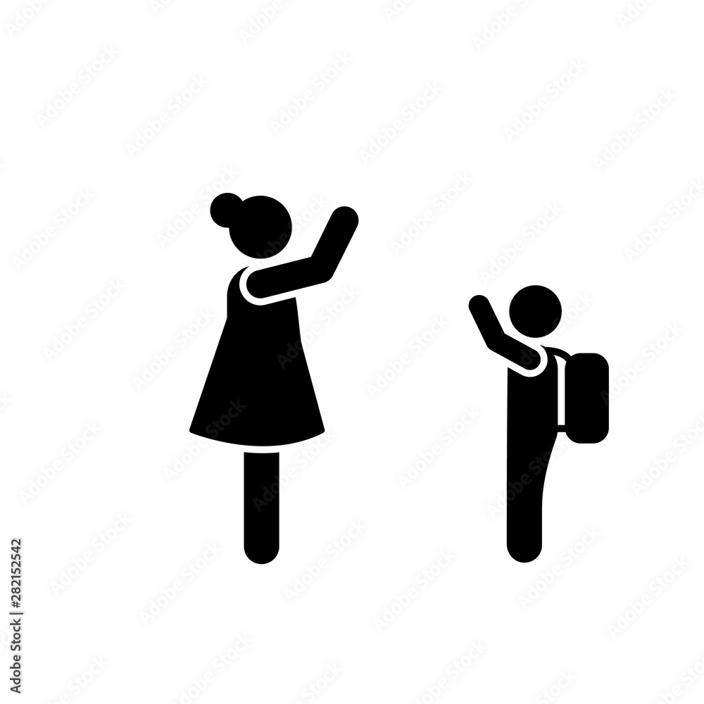 Mother, child, good bye, school icon. Element of daily routine icon ...