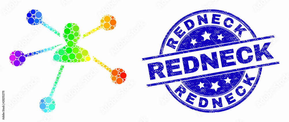 Dotted spectrum user links mosaic pictogram and Redneck seal stamp ...