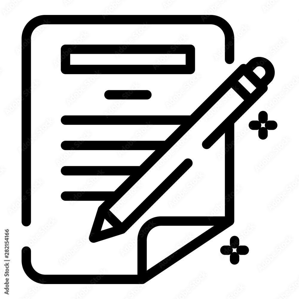 Pen writing paper icon. Outline pen writing paper vector icon for web ...