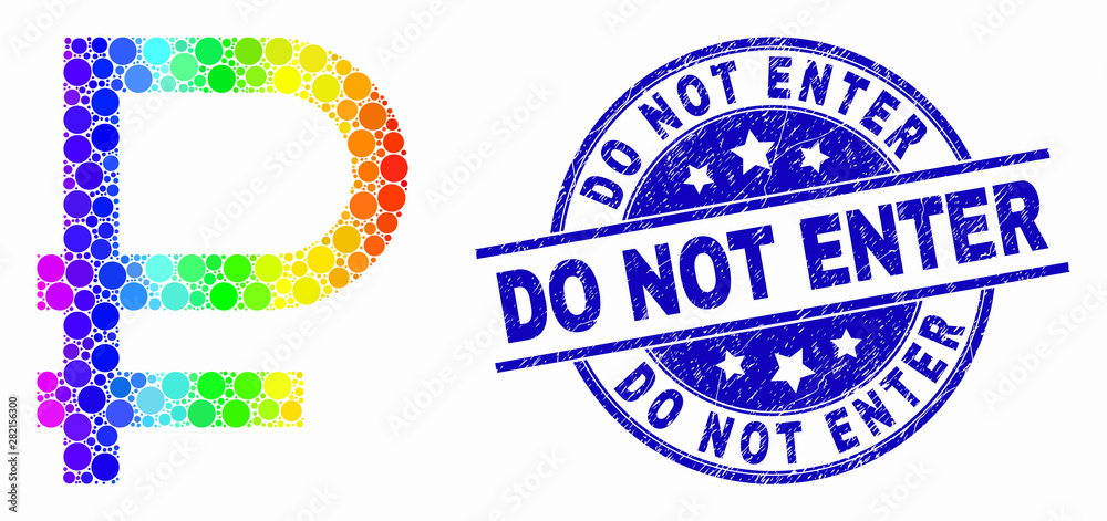 Pixel bright spectral rouble symbol mosaic pictogram and Do Not Enter ...