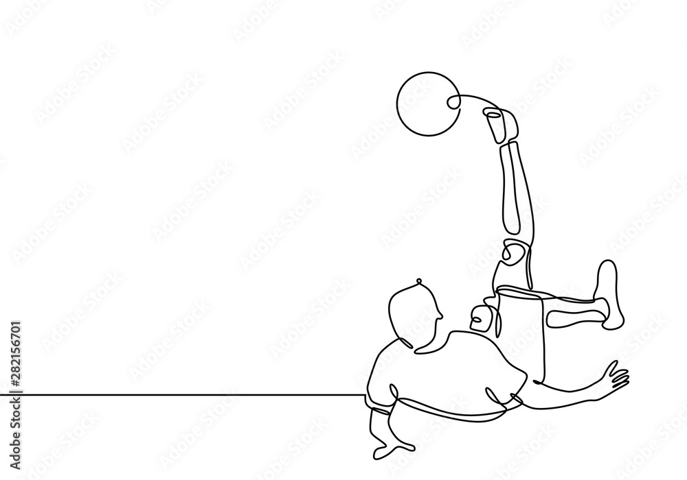 Football soccer player kick a ball continuous one line drawing ...