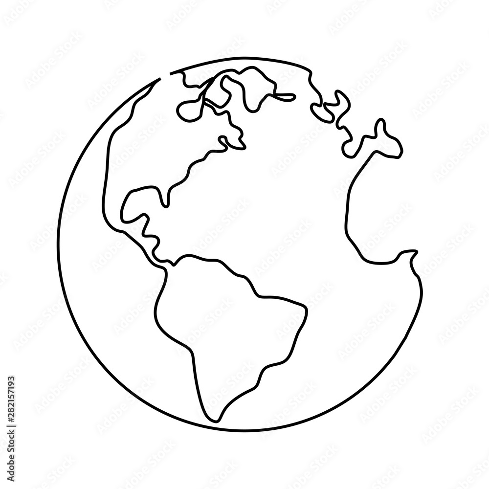 Continuous line drawing of earth globe isolated on white background ...