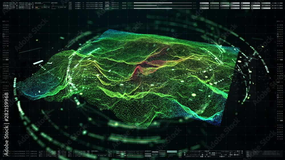Futuristic Holographic Terrain environment, geomorphology, topography ...