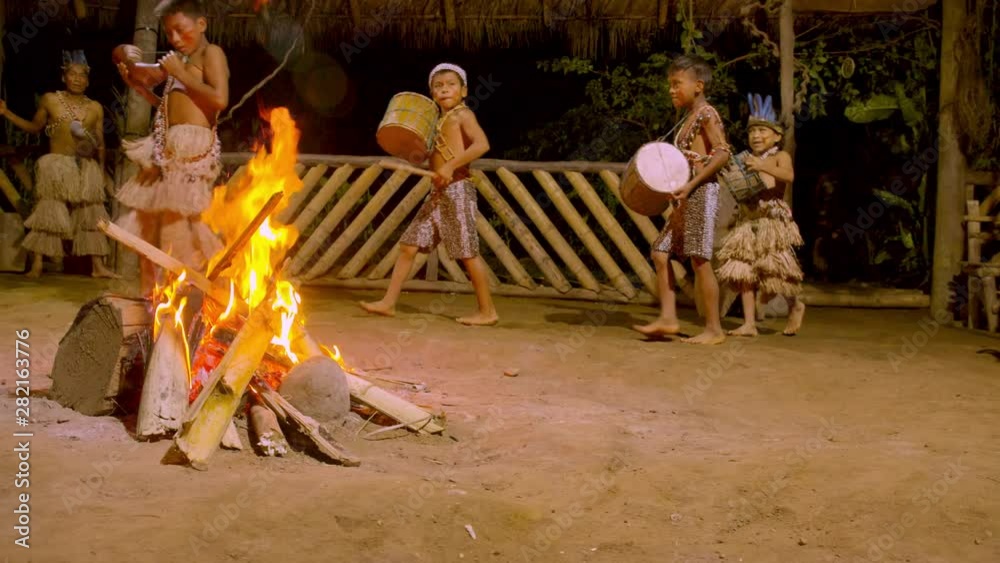 Indigenous Playing Musical Instrument During Traditional Event In ...