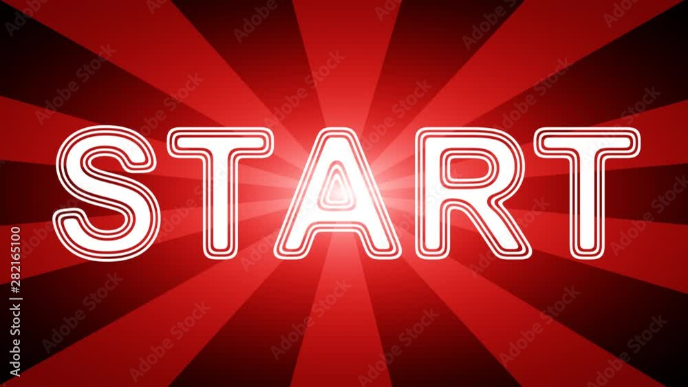 Vidéo Stock Start icon in red abstract background with rays. Looping ...