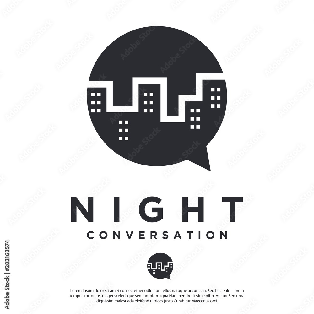 night city conversation, vector logo. Stock Vector | Adobe Stock