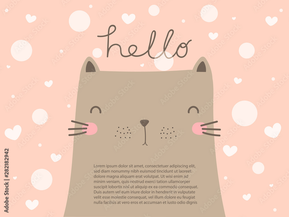 Cute big grey cat with smiling face look so funny on pastel pink ...