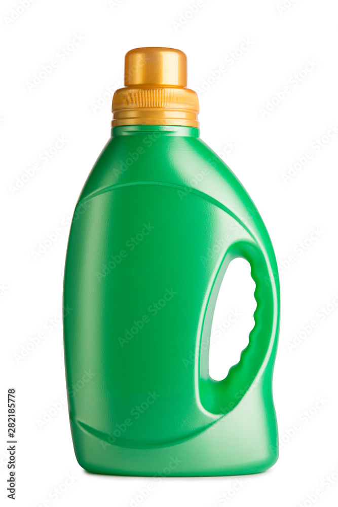 Liquid detergent in a bottle. Green bottle with washing powder. Bottle ...