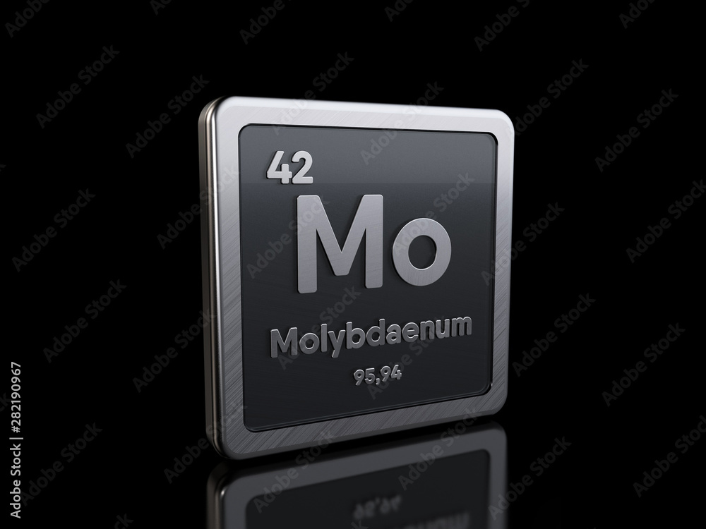 Molybdenum Mo, element symbol from periodic table series. 3D rendering ...