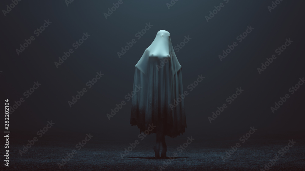 Standing Evil Spirit Ghost with Hands on Hips in a Death Shroud in a ...