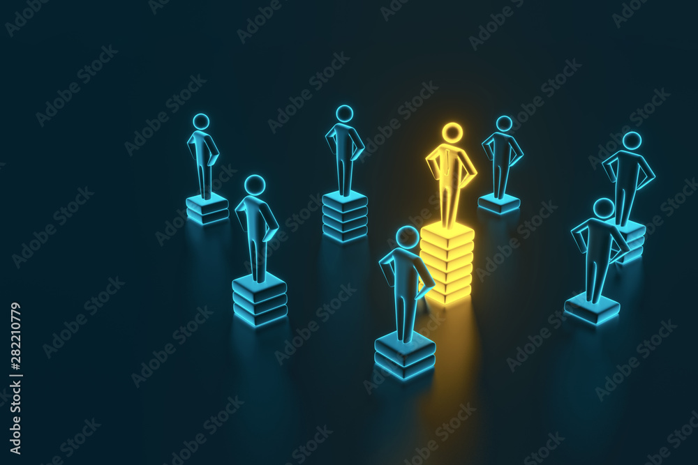 Hierarchy, power, management and leadership concept. Being unique and ...