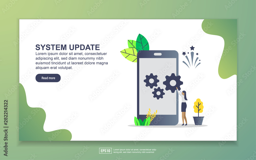 Landing page template of system update. Modern flat design concept of ...