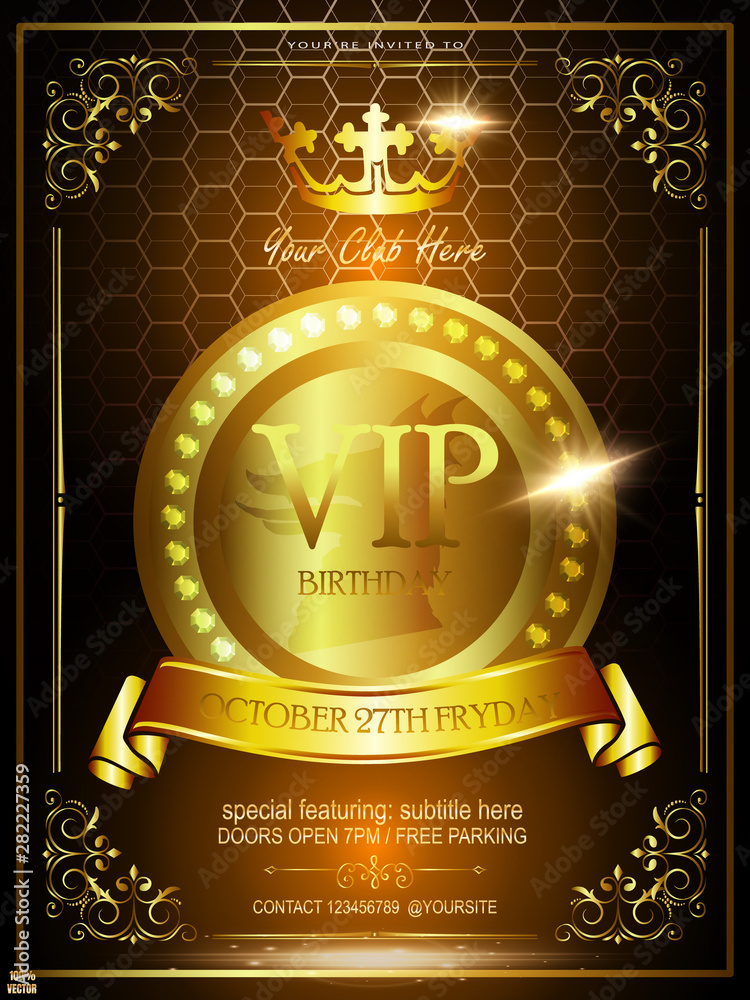Luxury Vip anniversary or birthday Award Logo Vector Design. Gold ...