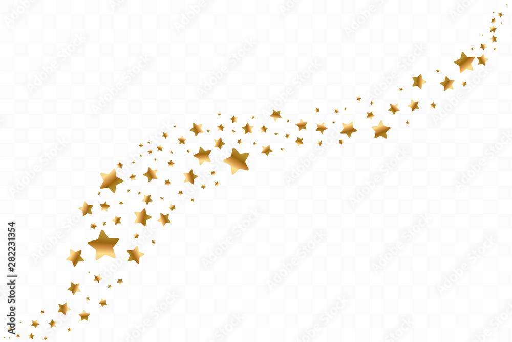 Falling golden stars. Cloud of golden stars isolated on transparent ...