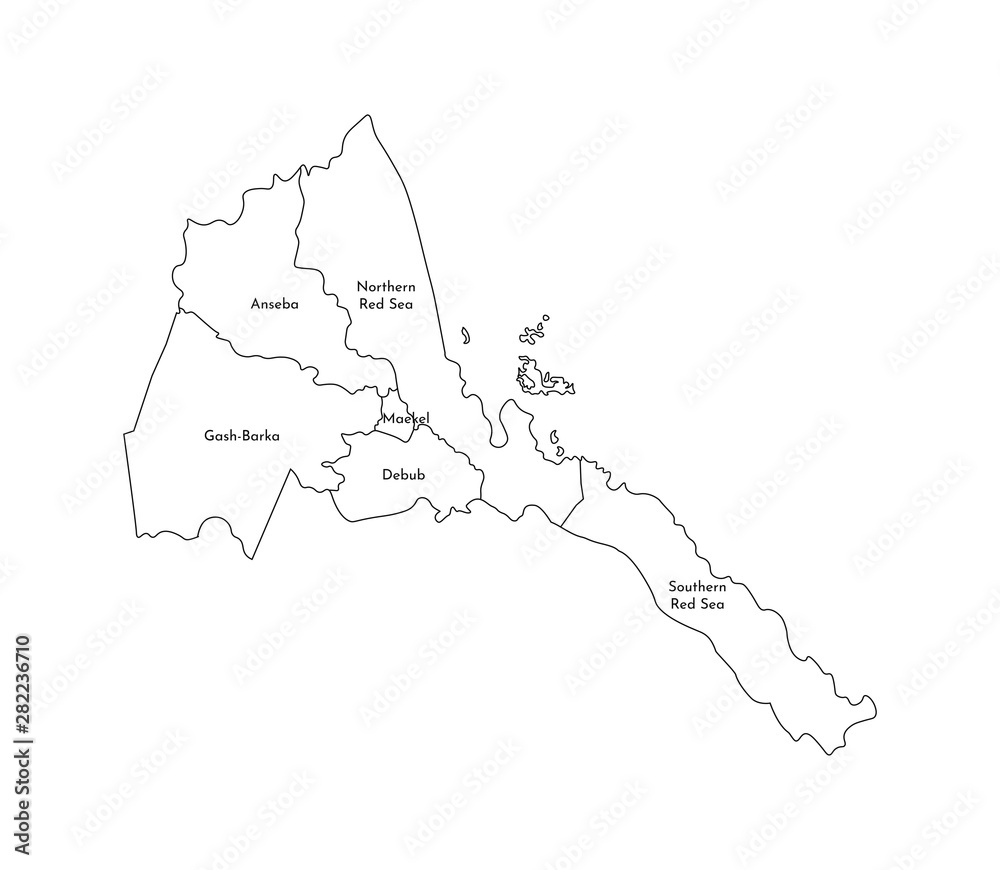 Vector Isolated Illustration Of Simplified Administrative Map Of Eritrea Borders And Names Of