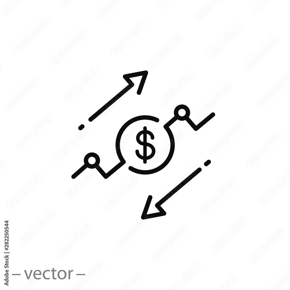 cost reduce or increase icon, risk analysis, benefit dollar concept ...