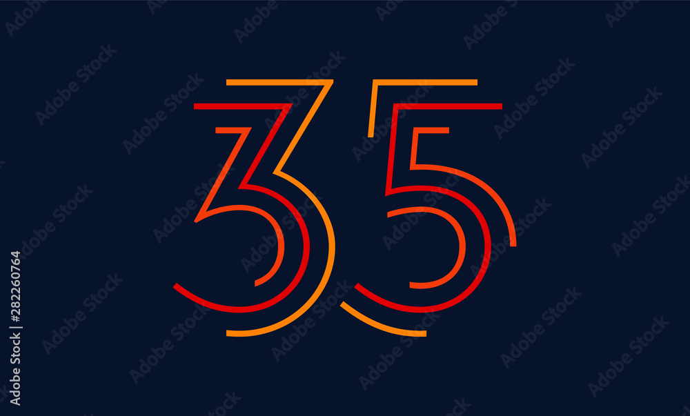 Number thirty five vector font alphabet, modern dynamic flat design ...
