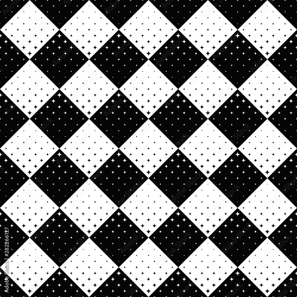 Seamless curved star pattern background - abstract black and white ...