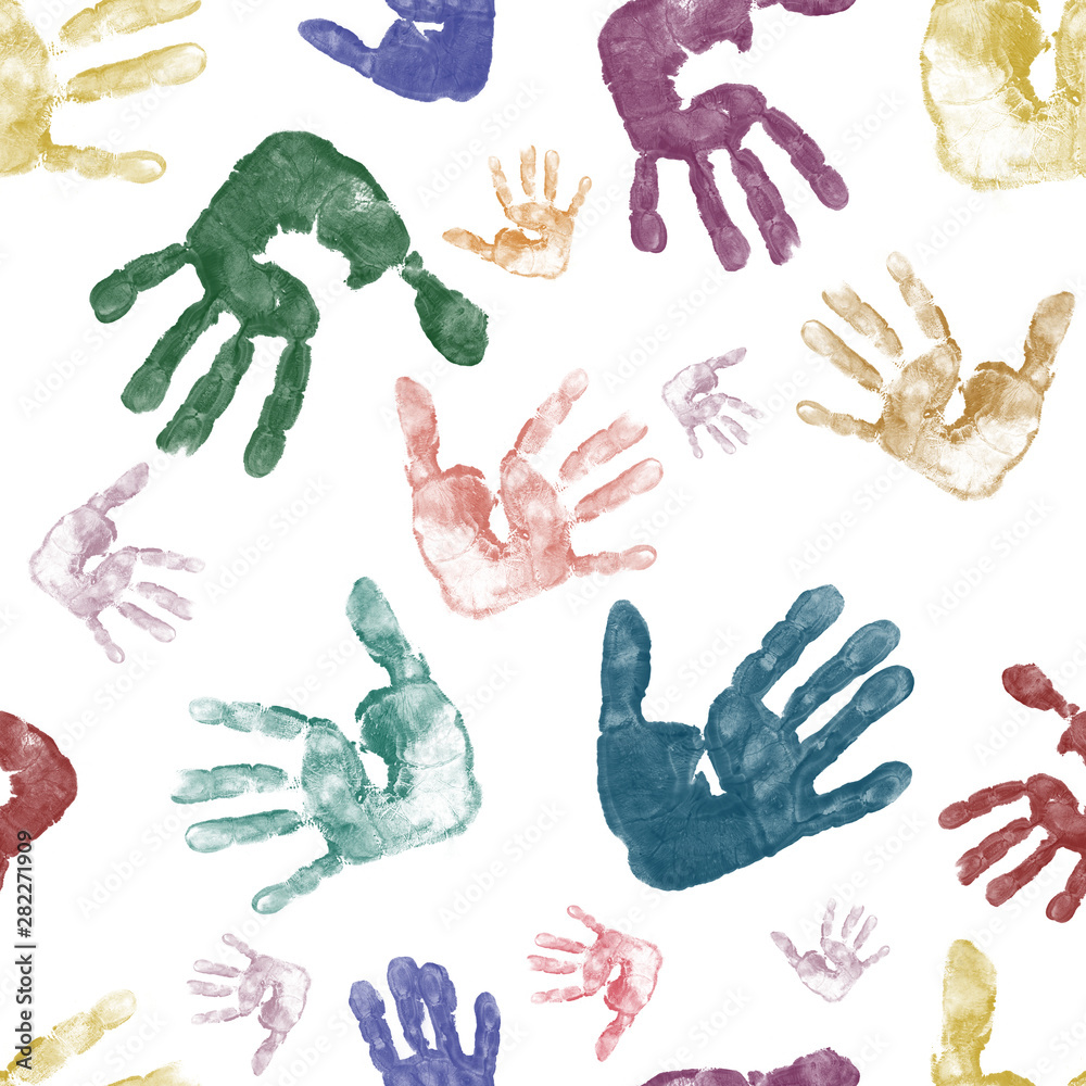 Children's color handprint. Suitable for wallpaper, wrapper, packaging ...