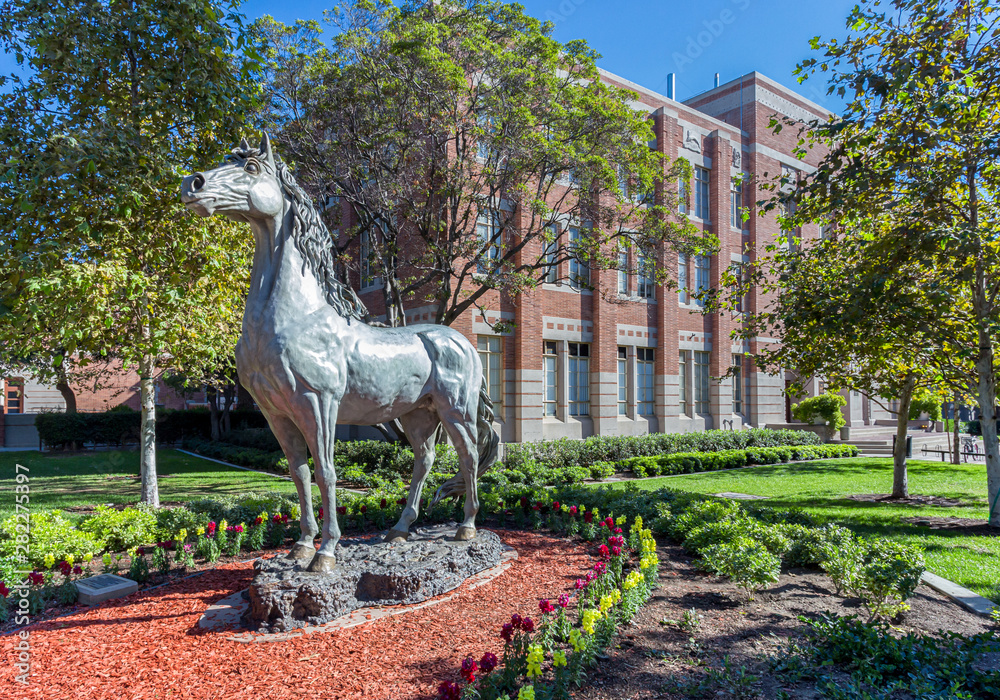 University of Southern California Traveler Horse Statue Stock Photo ...