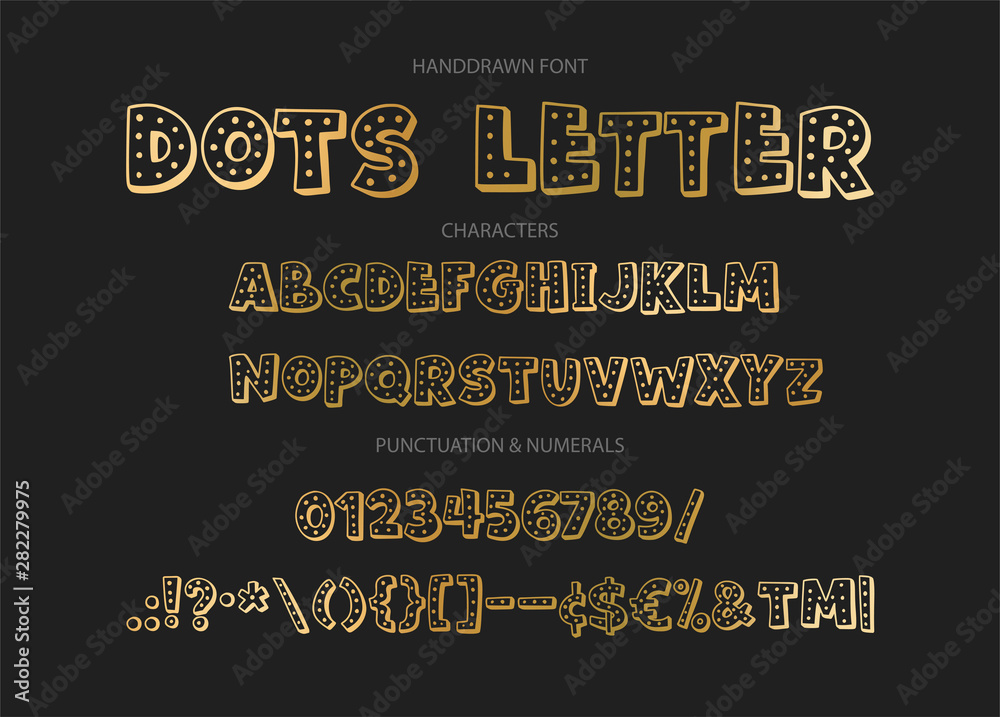 Cute hand drawn display vector alphabet ABC font with letters, numbers ...