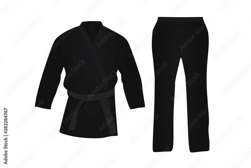 Black karate suit. Martial uniform. vector illustration Stock Vector ...