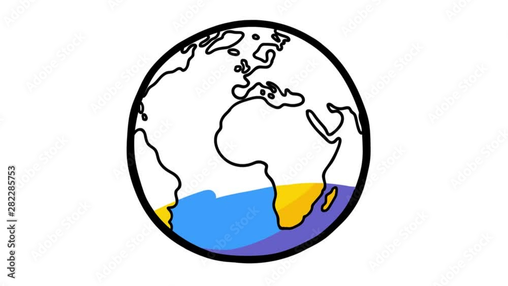 Earth children animation. Doodle crazy pulsing globe. Looks like a ...