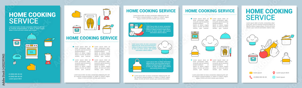 Home cooking service brochure template layout. Cooking meal. Flyer ...