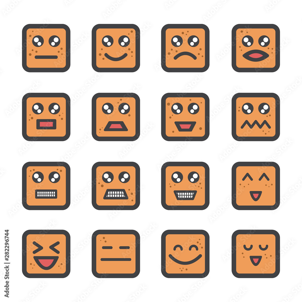 Cute cracker face emoji with freckle icon, vector and illustration ...