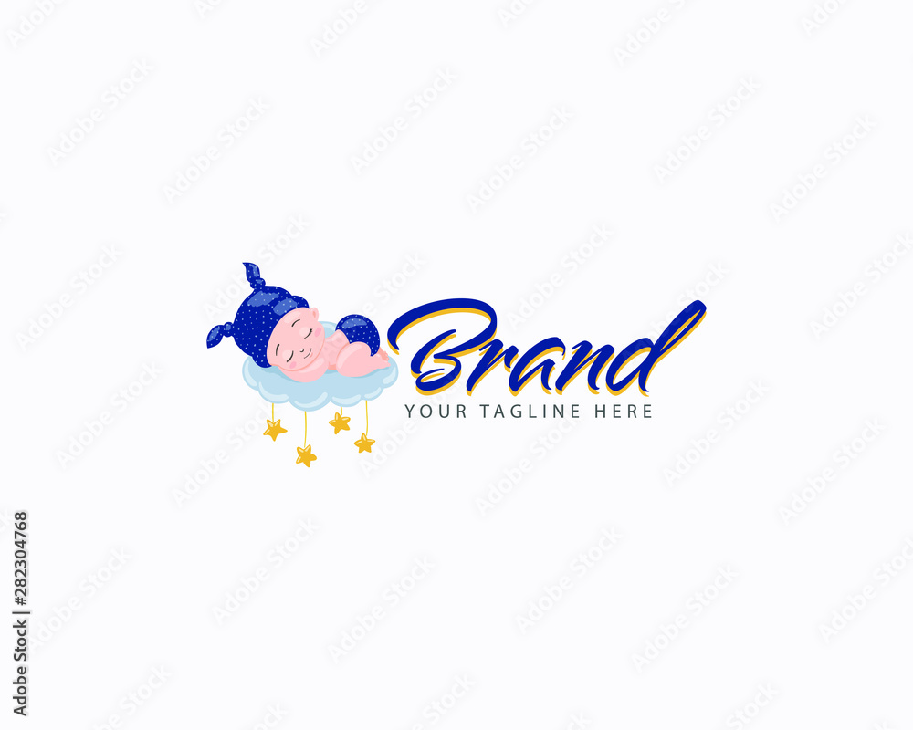 Baby funny logo template. pink and blue logo for business and ...