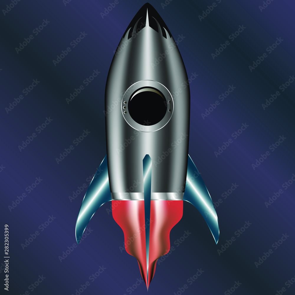 Space rocket vector illustration in flat design. For the brand logo ...