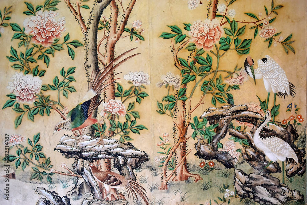 painted chinese wallpaper Stock Photo | Adobe Stock