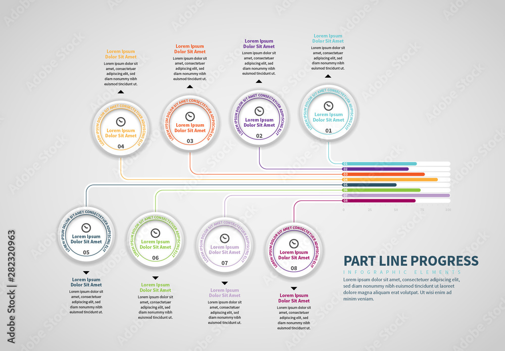 Progress Bar Chart with Details Stock Template | Adobe Stock