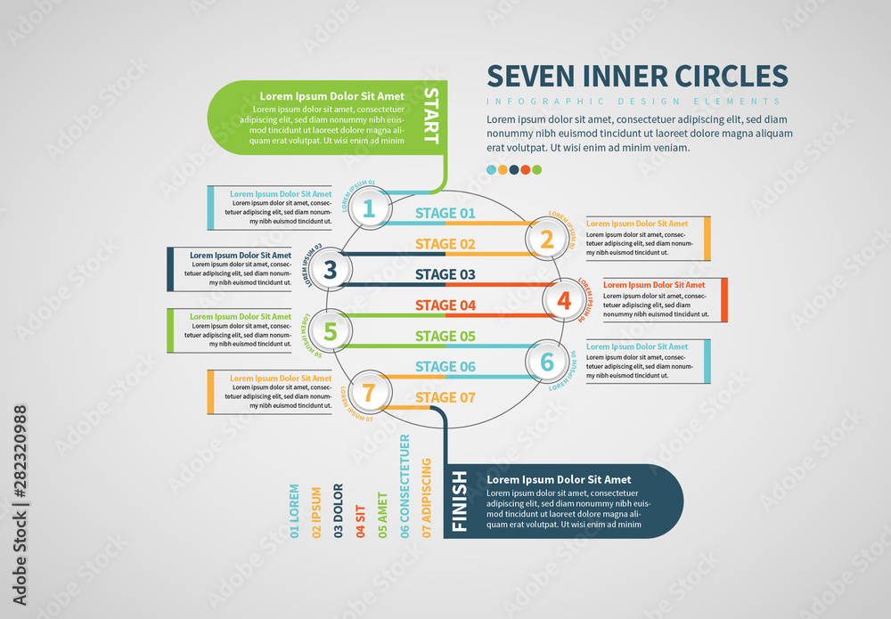 7 Stage Circular Info Chart Stock Template | Adobe Stock